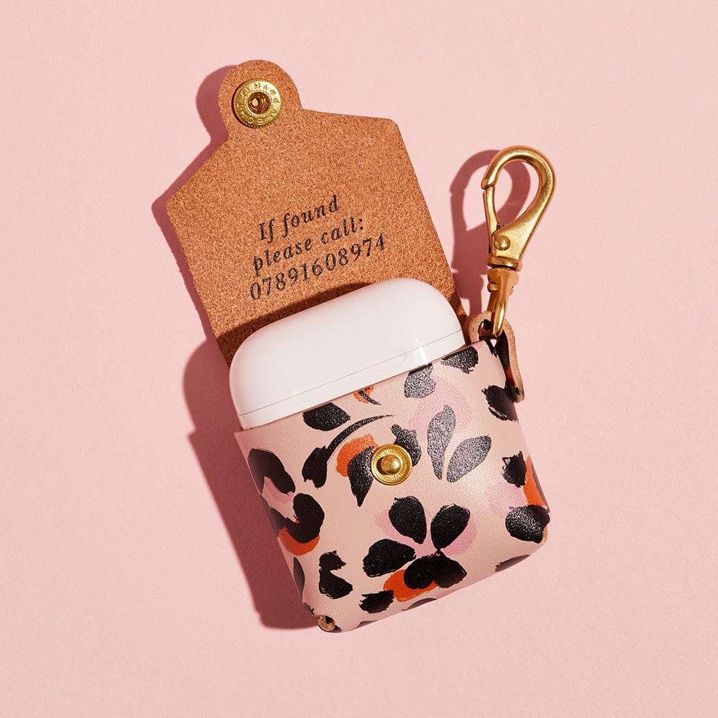 Personalised Leather Airpod Case - Leopard Blooms Collection | Sbri