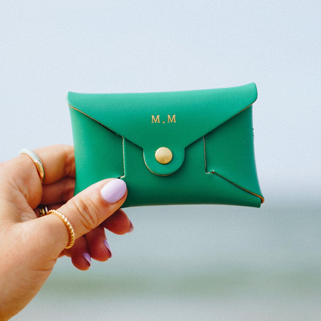 Vibrant Green Leather Personalised Coin Purse | Sbri