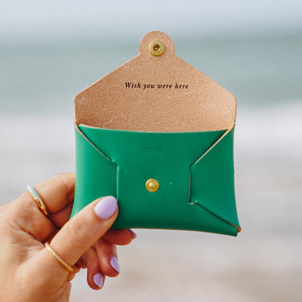 Vibrant Green Leather Personalised Coin Purse | Sbri