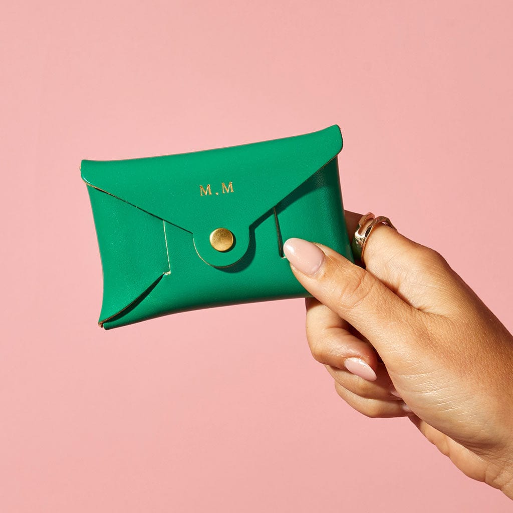 Vibrant Green Leather Personalised Coin Purse | Sbri