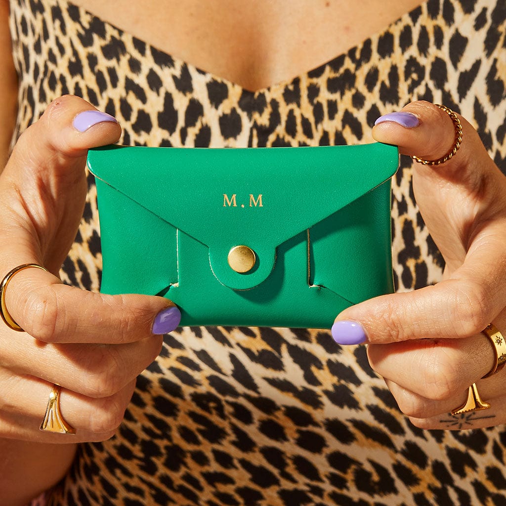 Vibrant Green Leather Personalised Coin Purse | Sbri