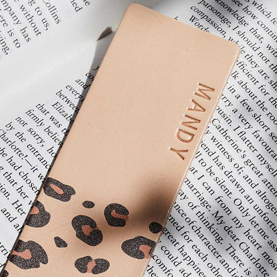 "Emily" Personalised Leather Bookmark Leopard Print | Sbri